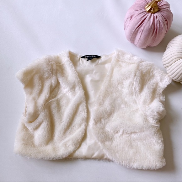 George | Jackets & Coats | George Girls Ivory Off White Winter Faux Fur ...